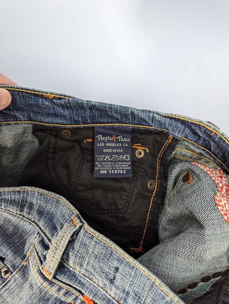 Vintage People for Peace Los Angeles Embroidered Love Jeans, Butterfly ...