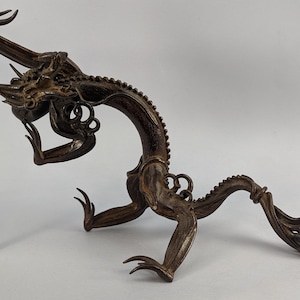 Vintage Japanese Bronze Qiulong 虬龙 虯龍 Qilong Dragon Okimono Sculpture ...