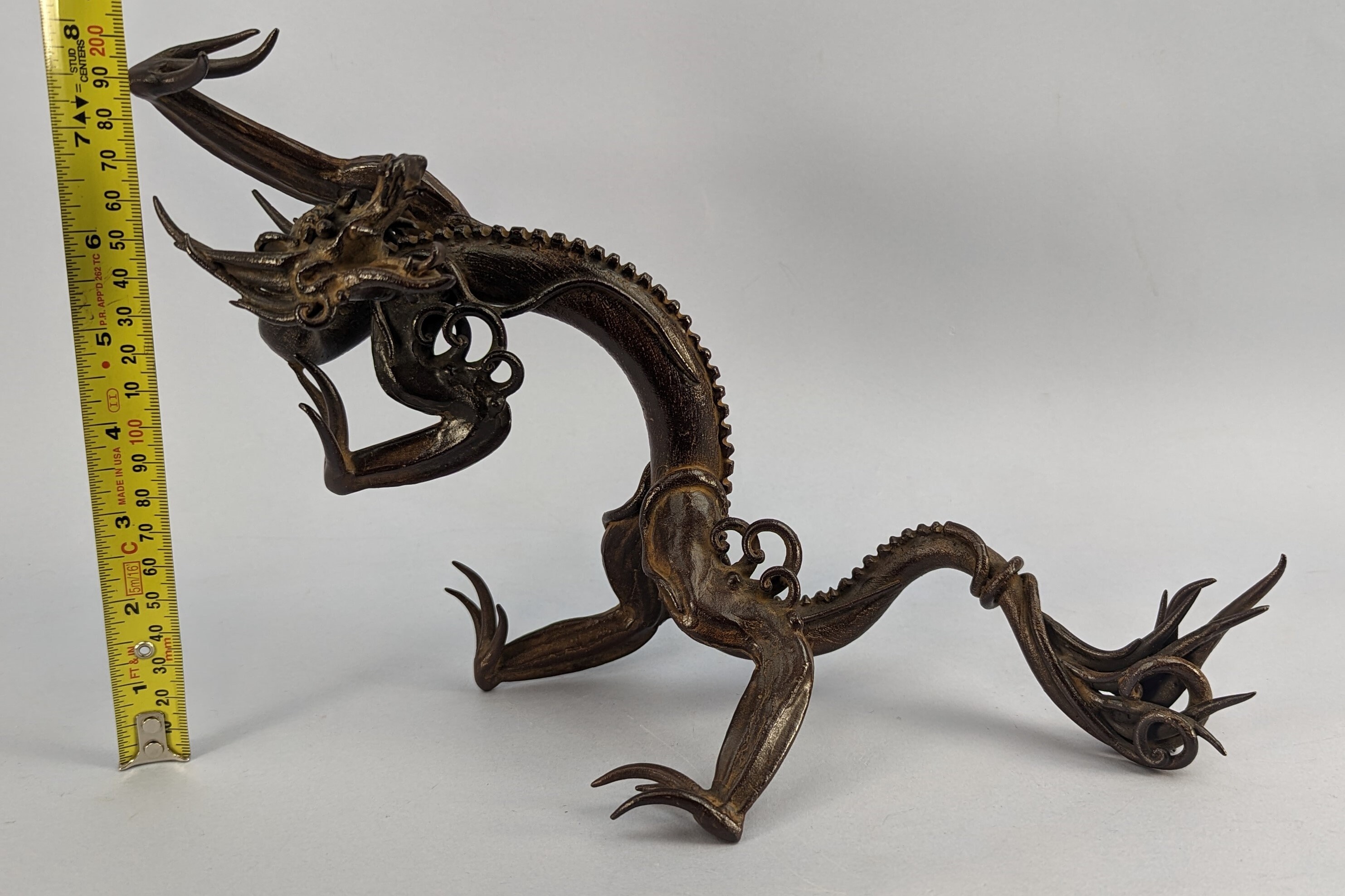 Vintage Japanese Bronze Qiulong 虬龙 虯龍 Qilong Dragon Okimono Sculpture ...