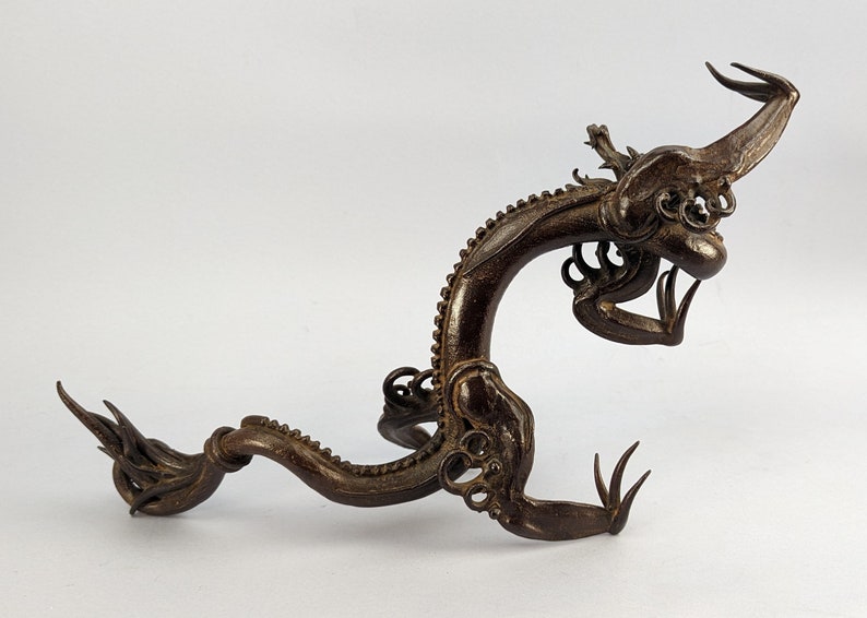 Vintage Japanese Bronze Qiulong 虬龙 虯龍 Qilong Dragon Okimono Sculpture ...