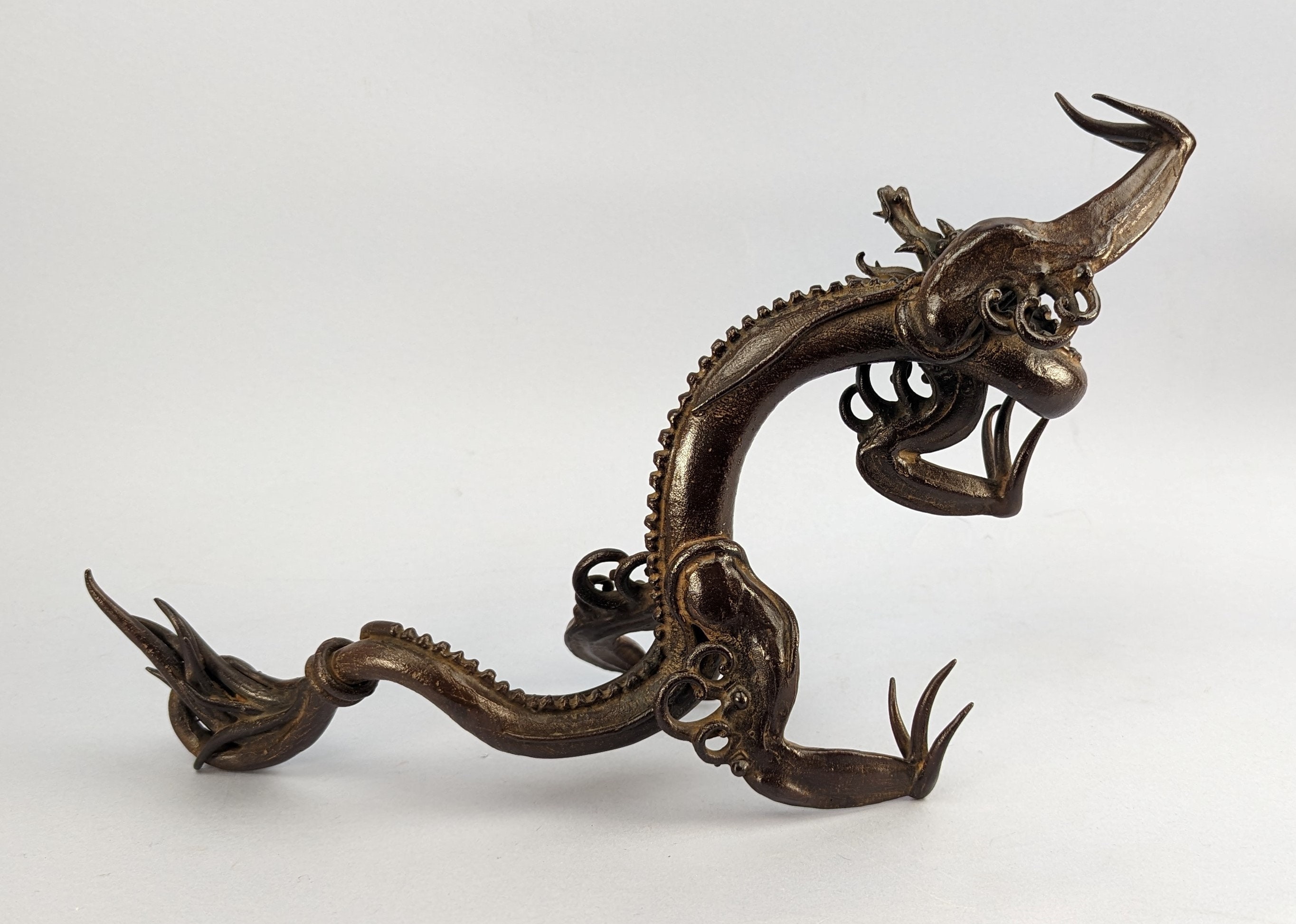 Vintage Japanese Bronze Qiulong 虬龙 虯龍 Qilong Dragon Okimono Sculpture ...