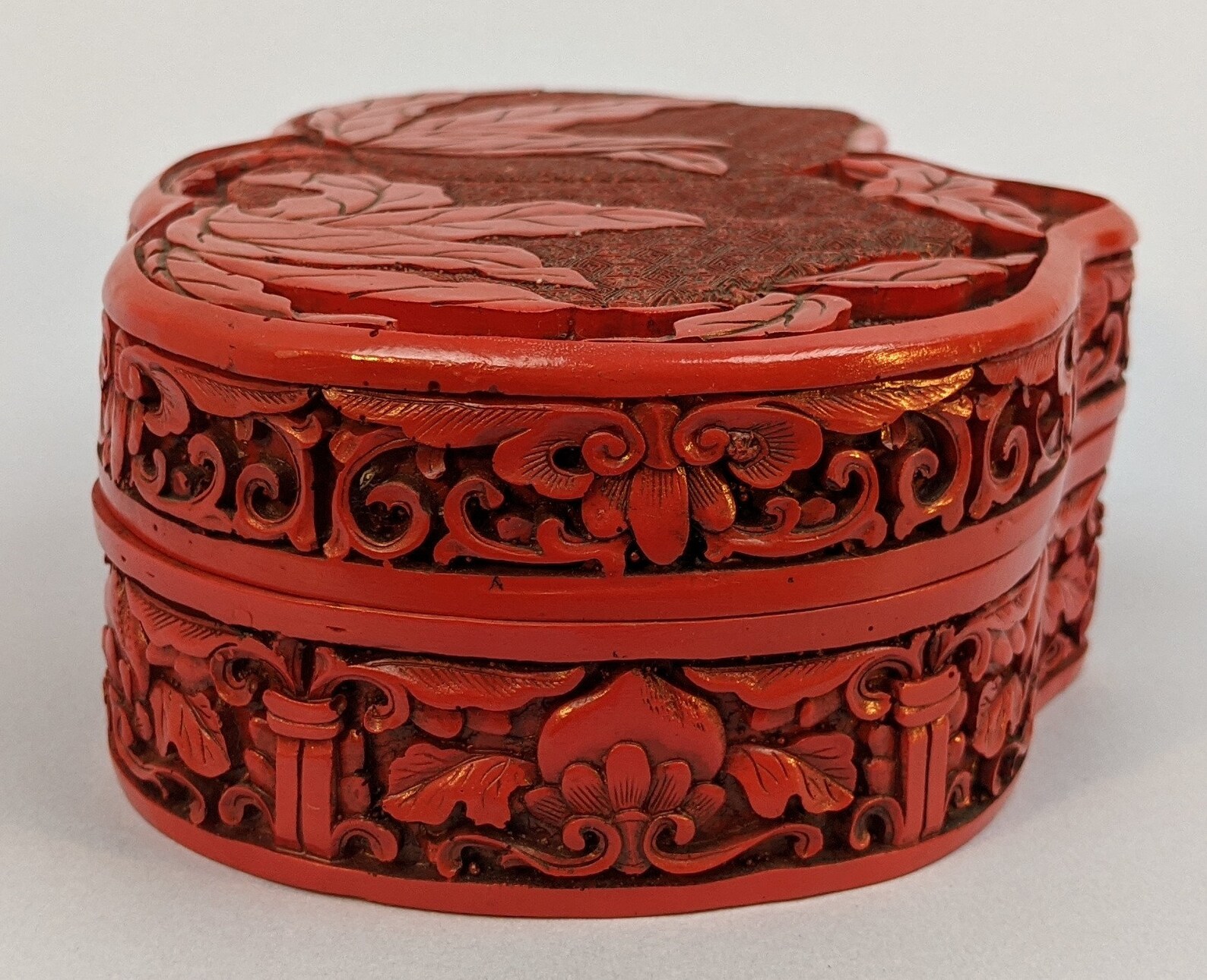 Vintage Chinese or Japanese Red Lacquer Covered Box Peach - Etsy
