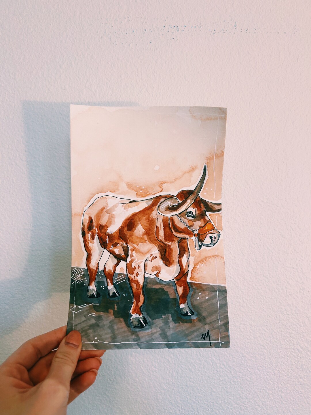 Bevo Watercolor 5.5x8.5", UT Austin, Housewarming Gift, Travel Art ...