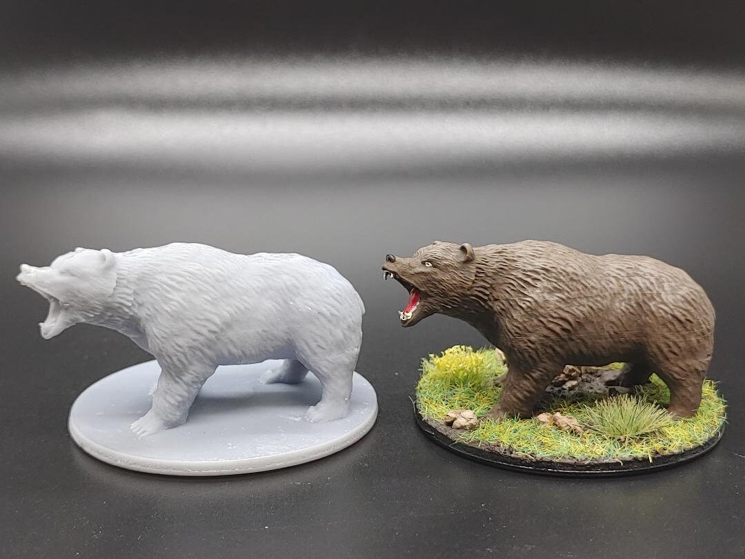 Resin 3d Printed Bear Miniature Dnd/frostgrave/pathfinder - Etsy