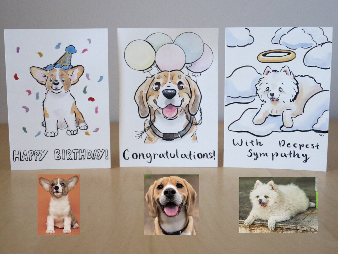 Custom Handmade Dog Card from Your Photo | Etsy