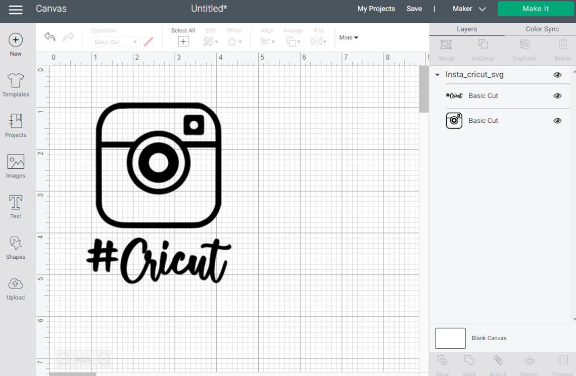 Insta Instagram SVG Dxf Png Cricut 2 Designs Layered | Etsy