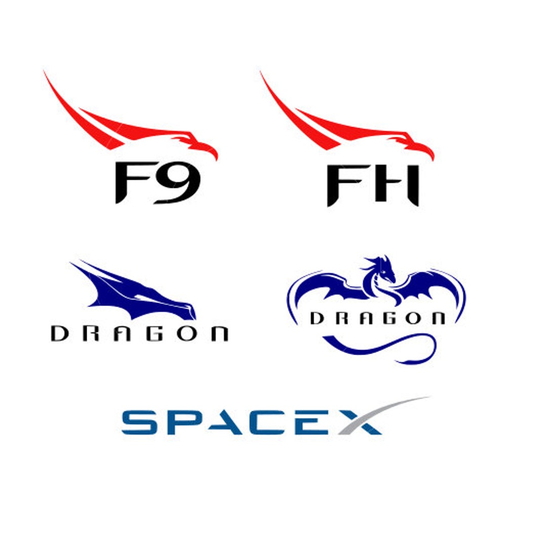 Space X Falcon and Dragon Logo, Spacex SVG, Dxf, Png, Cricut, Cameo, Cnc, Lasers, Rockets, Nasa ...