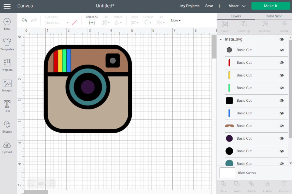 Insta Instagram SVG Dxf Png Cricut 2 Designs Layered | Etsy