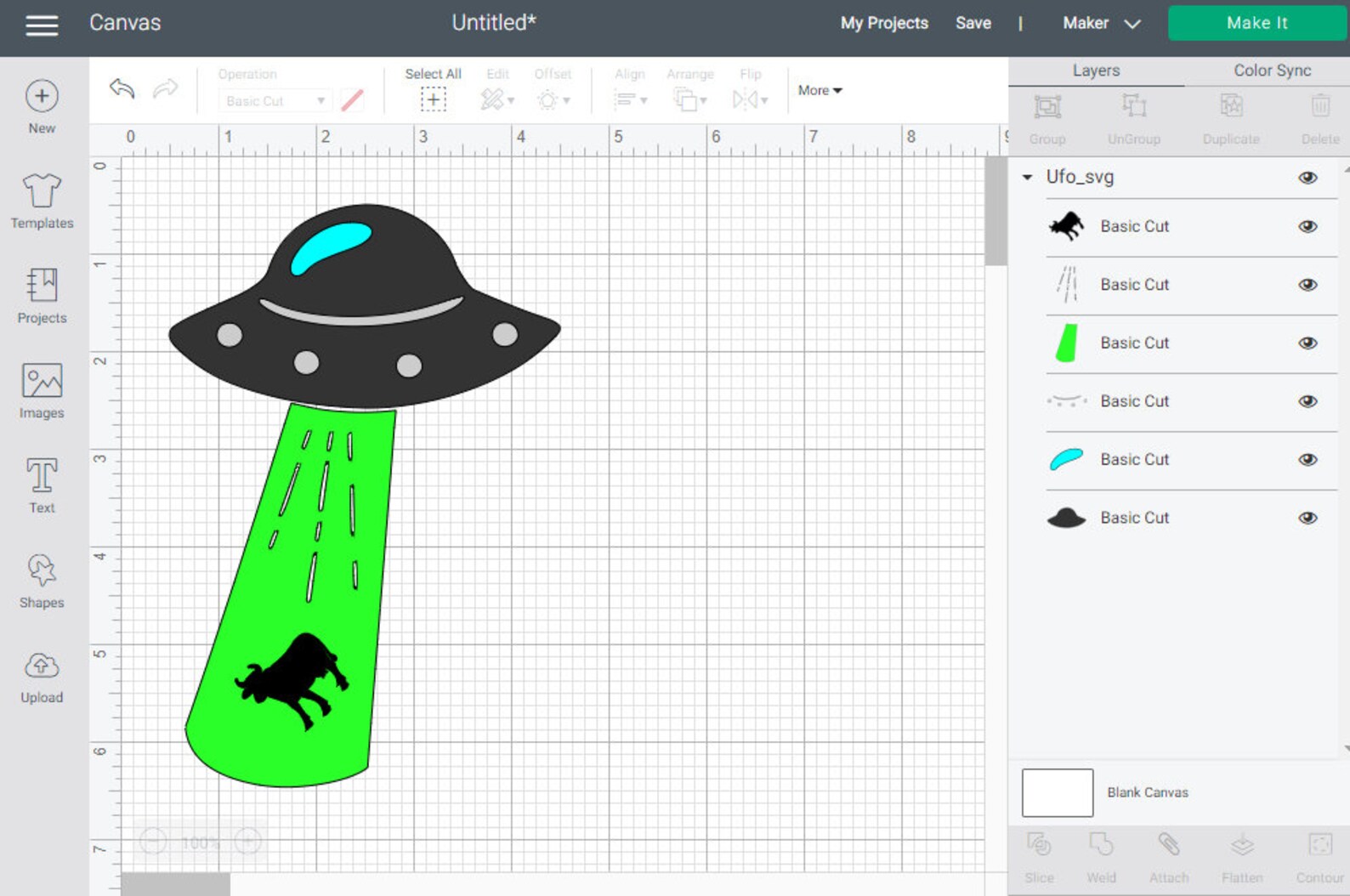 Ufo Easy Design SVG Dxf Png Cricut Layered Ufo Beam - Etsy