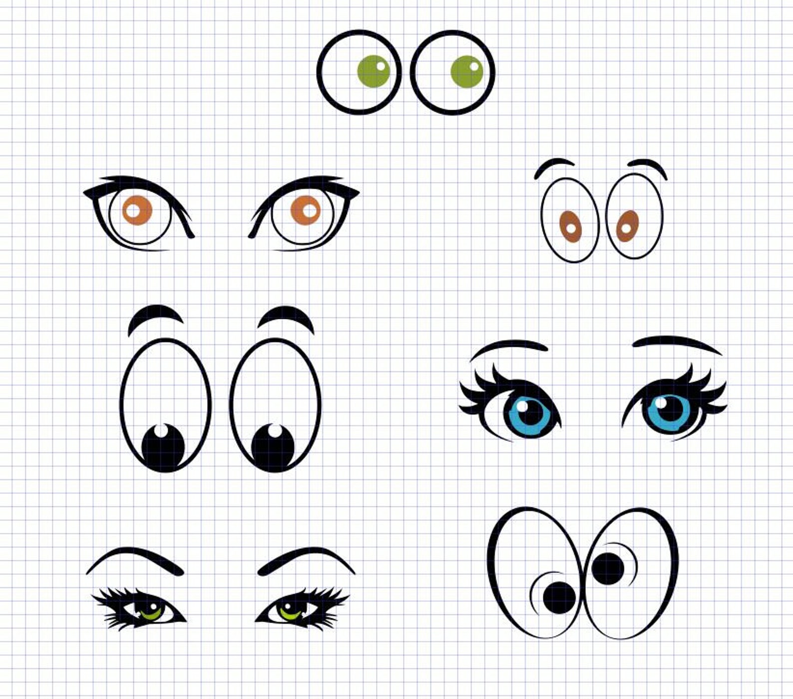 Eyes 7 Designs SVG Dxf Png Cricut Layered Eyes With - Etsy
