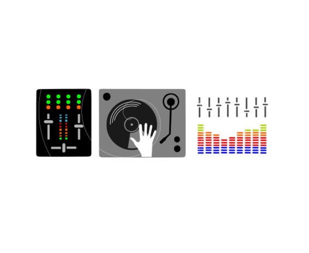 DJ Console 3 Vectors, SVG, Dxf, Png, Cricut, Cameo, Earplugs, Layered ...