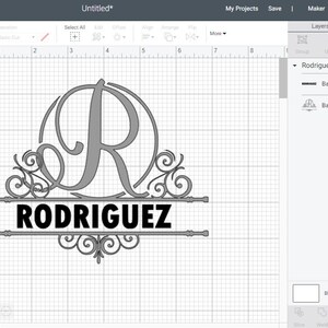 Rodriguez Last Name Split Monogram, SVG, DXF, PNG, Can Be Used in ...