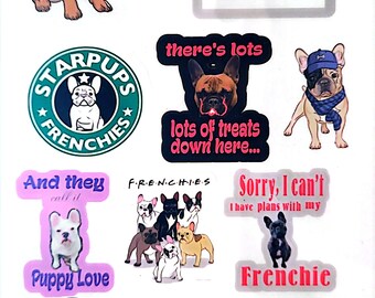 Frenchie Dog Icon Sticker Sheets, 2 Sheet Bundle, French Bulldog Icon ...