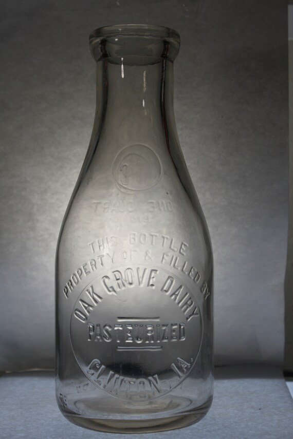 Oak Grove Dairy Clinton Ia. 1Qt. Milk Bottle | Etsy