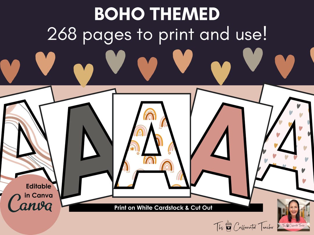 Boho Bulletin Board Letters: Printable Teacher Decor (digital Download ...
