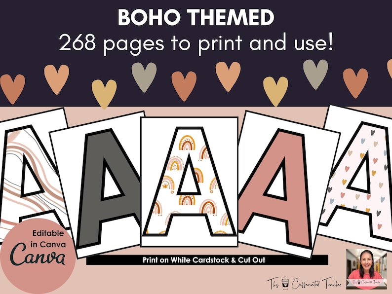 Boho Bulletin Board Letters: Printable Teacher Decor (digital Download ...