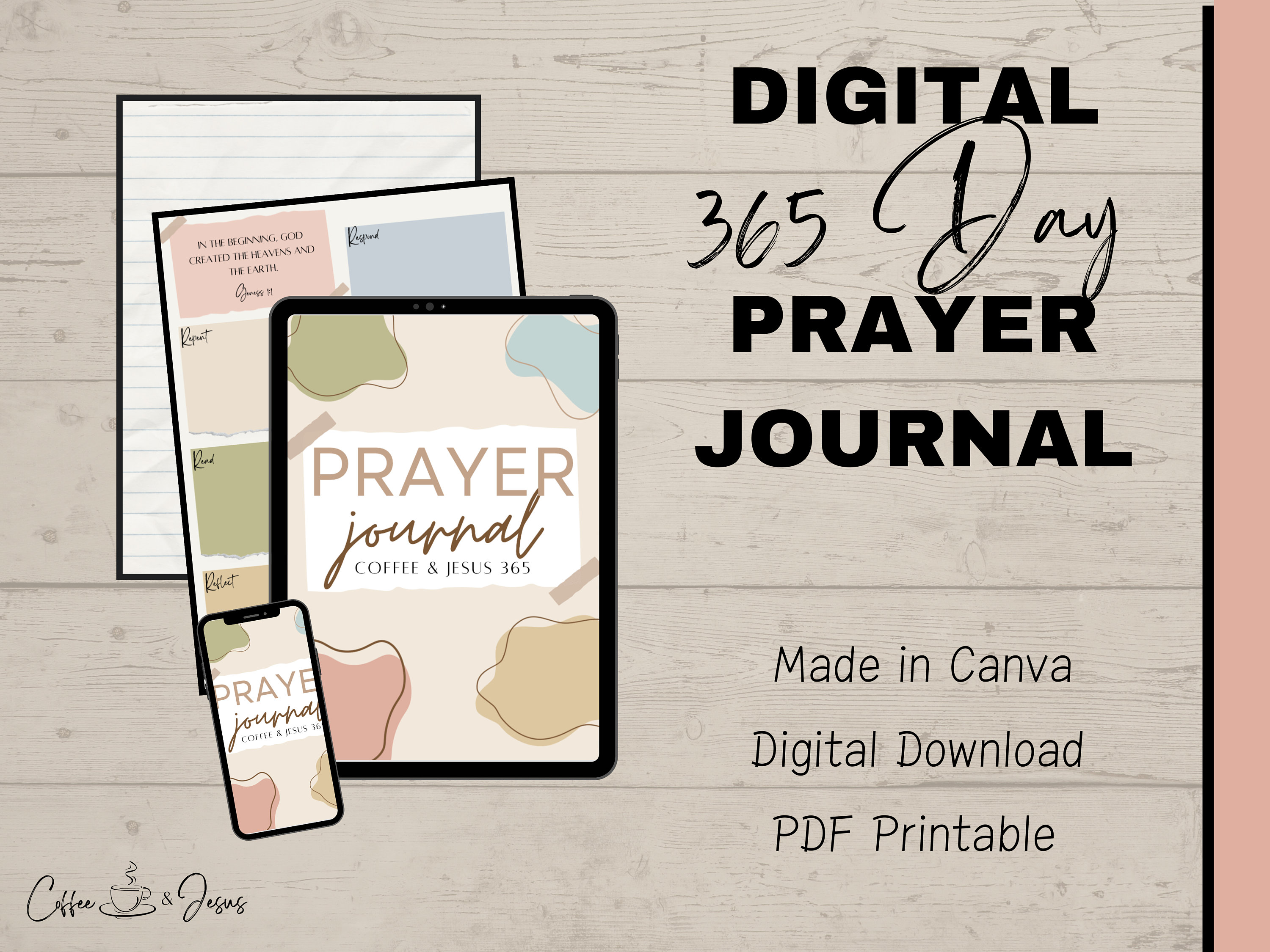 365 Day Prayer Journal, Undated Prayer Journal, Printable Digital ...