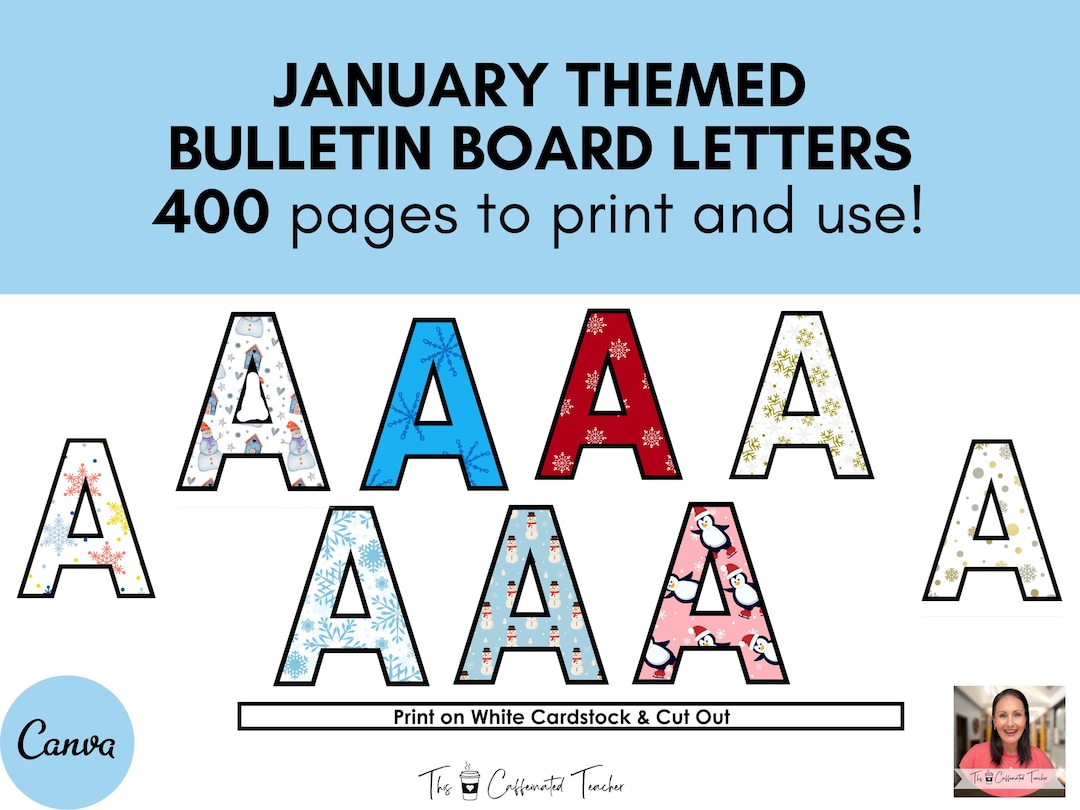 Winter Bulletin Board Letters: January Theme, Teacher Classroom Decor ...