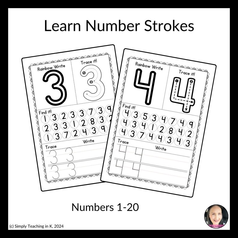 Numbers 1-20 Practice Worksheets: Trace, Write, Identify (PDF) - Etsy