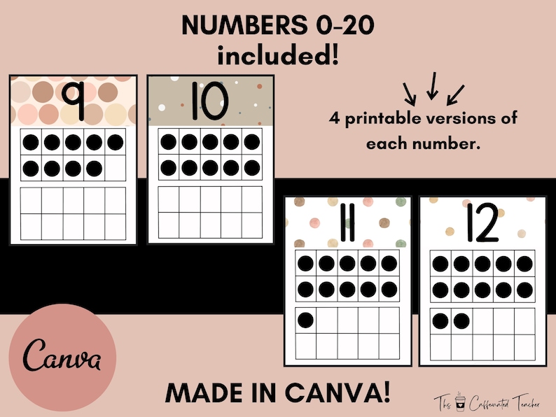 Bulletin Board Numbers Printable Numbers With Ten Frames Teacher Decor ...