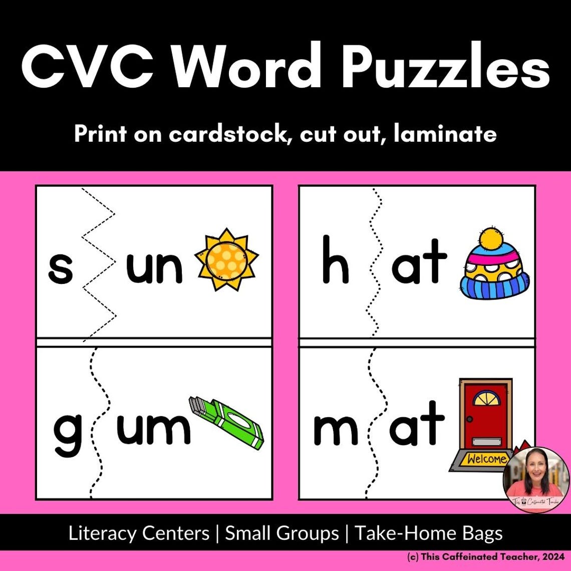 CVC Word Puzzles: Kindergarten Reading Games (PDF) - Etsy