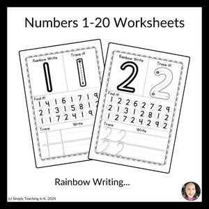 Numbers 1-20 Practice Worksheets: Trace, Write, Identify (PDF) - Etsy