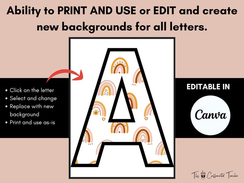 Boho Bulletin Board Letters: Printable Teacher Decor (digital Download ...