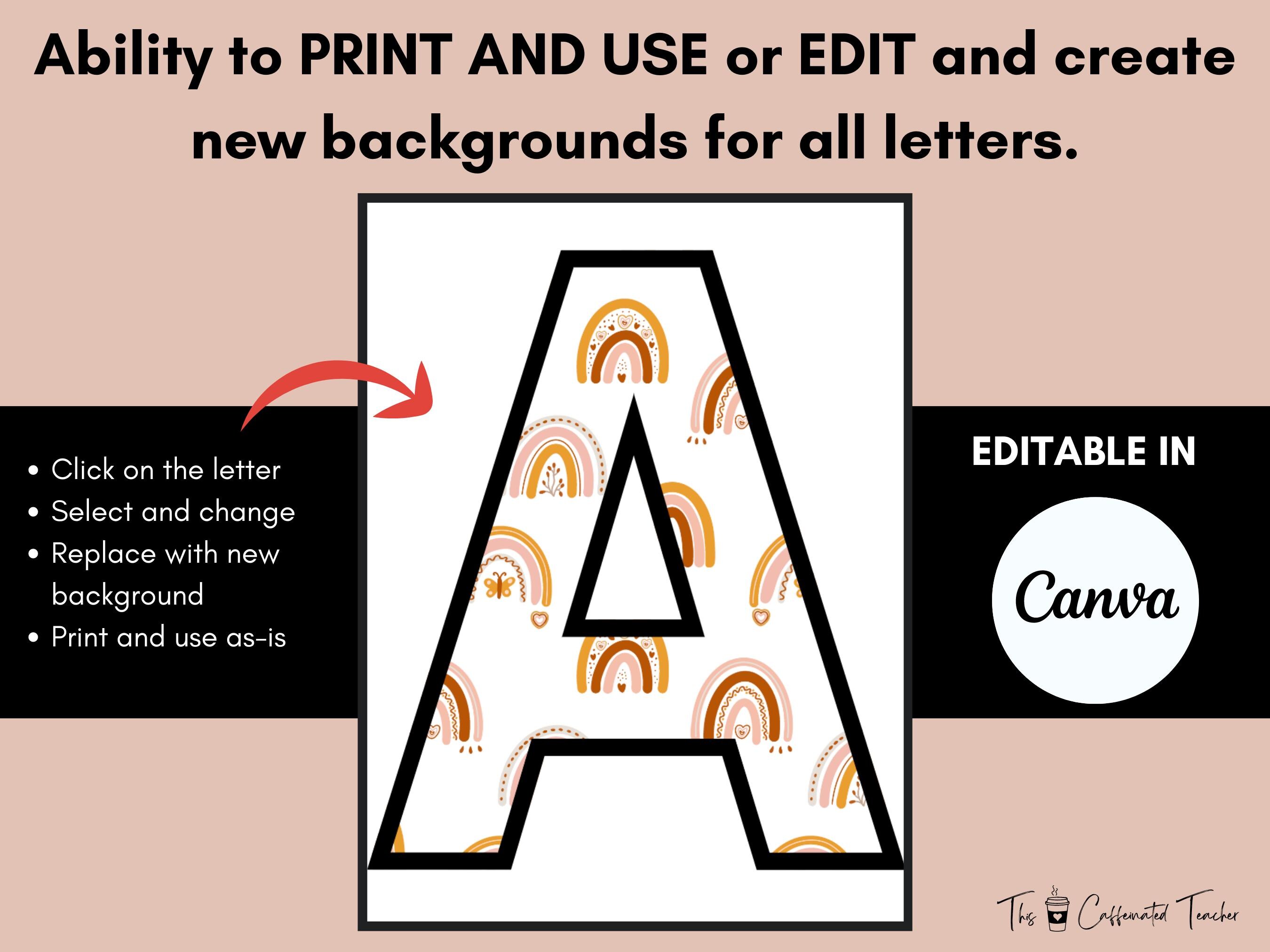 Boho Bulletin Board Letters: Printable Teacher Decor (digital Download ...