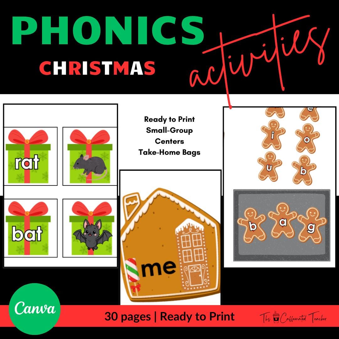 Christmas Phonics Activities | CVC Gingerbread Practice (digital ...