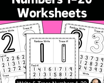 Numbers 1-20 Practice Trace, Write, and Identify Numbers 1-20 ...
