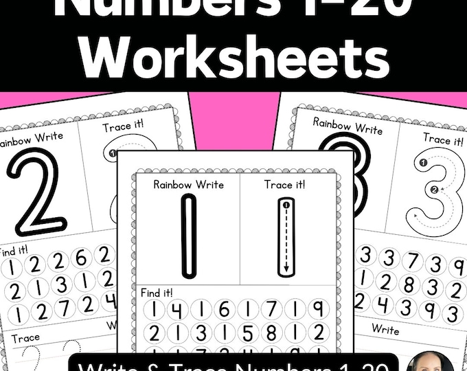 Numbers 1-20 Practice Trace, Write, and Identify Numbers 1-20 ...