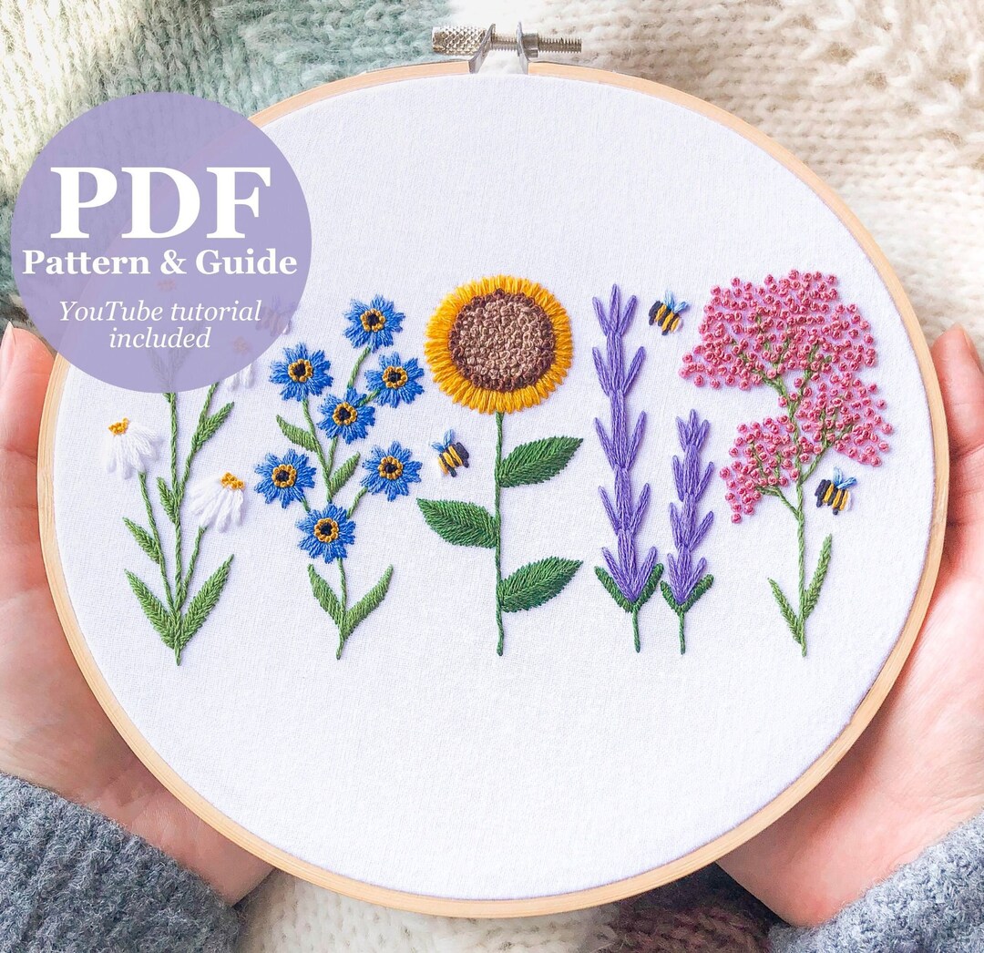 Simple Florals Hand Embroidery Pattern Summer Embroidery Design ...