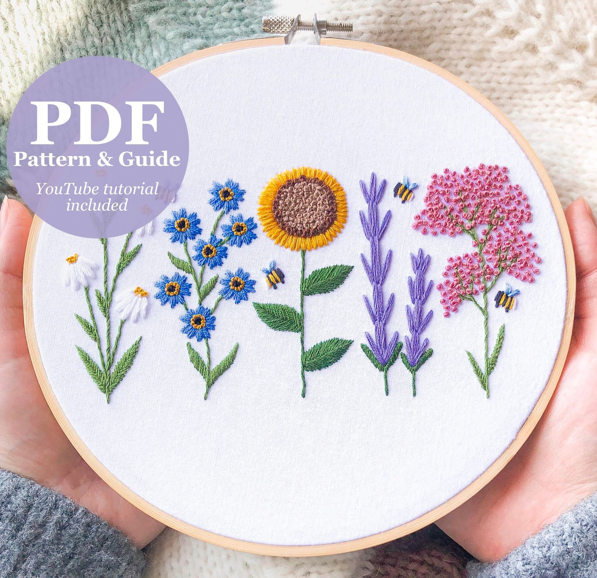 Simple Florals Hand Embroidery Pattern Summer Embroidery - Etsy