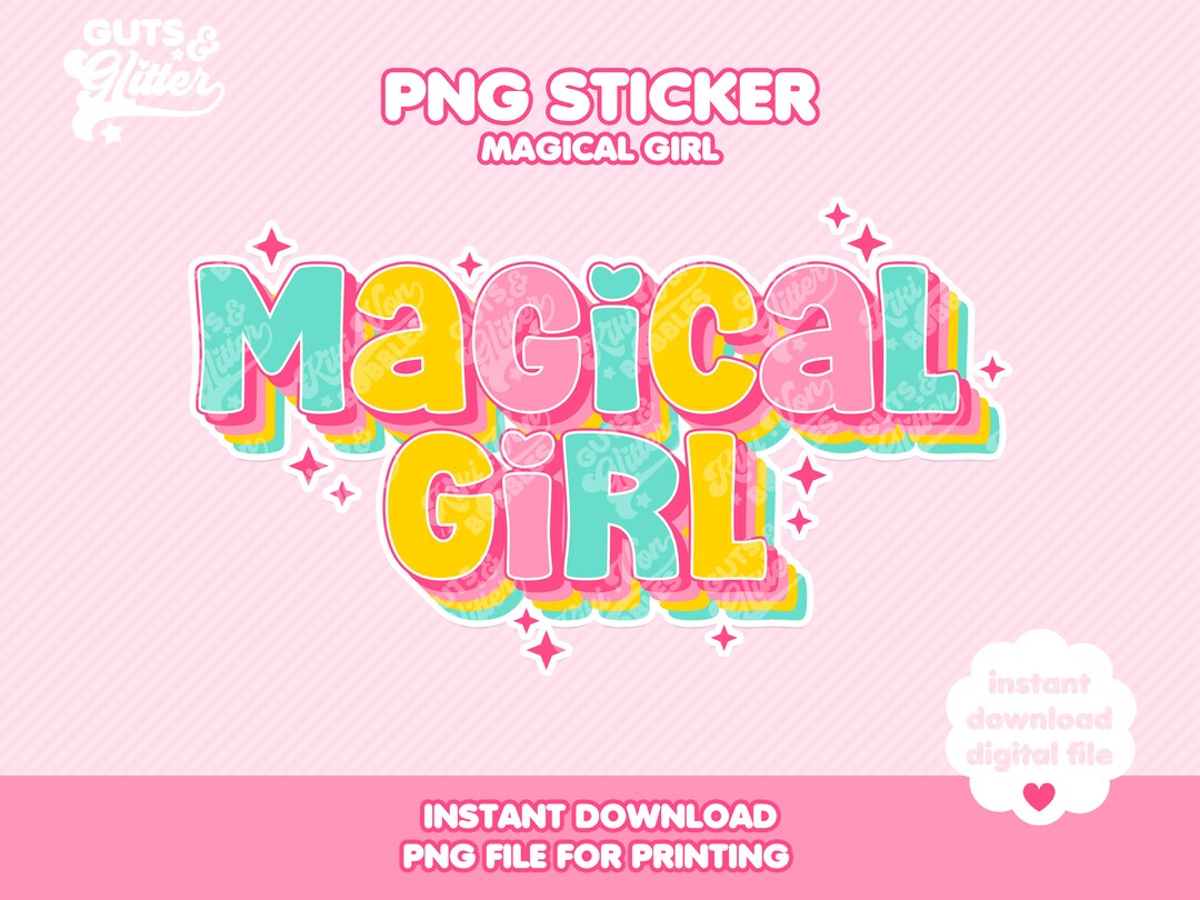 Magical Girl PNG Sticker Commercial Small Business Use - Etsy