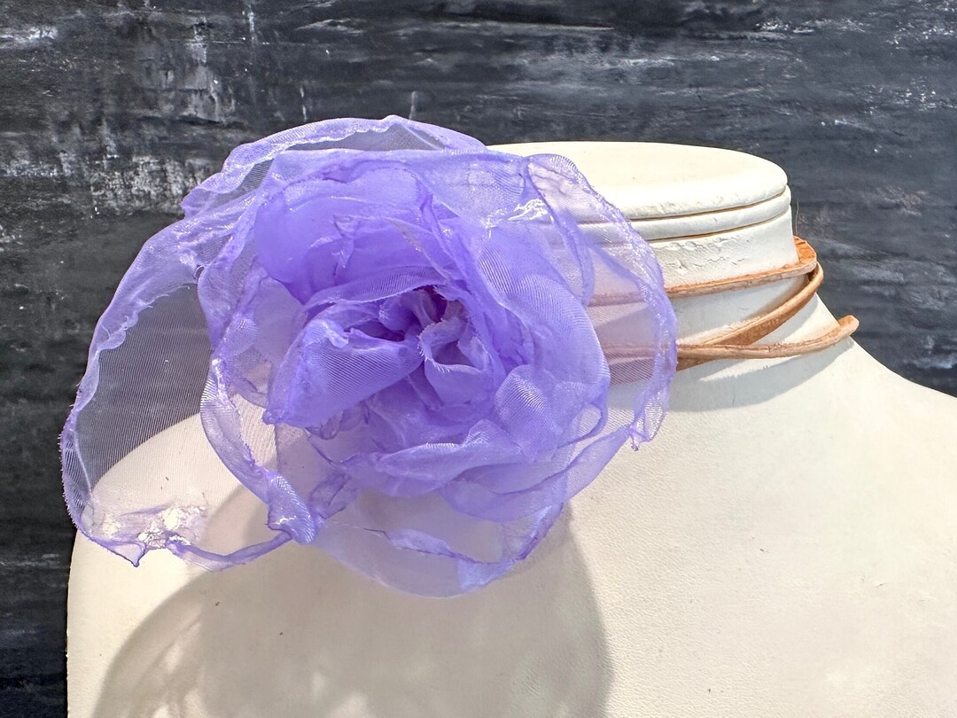 Handmade Lavender Organza Flower Choker, Boho Chic Rosette - Etsy