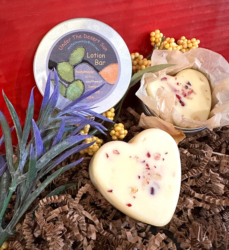 Desert Rose Solid Lotion Bar/heart Shape Bees Wax Lotion Bars/valentines Day Gifts/lotion Bar ...