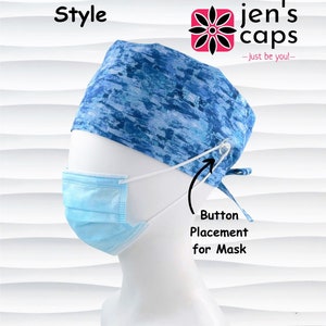 Waves Surgeon Style Scrub Cap,blue Black, 2 Sizes S/M or M/L, Men's ...