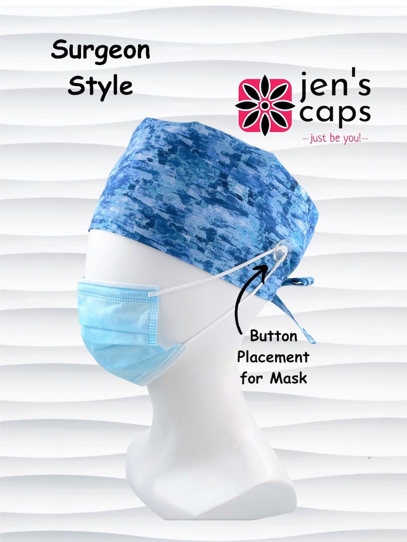Camouflage Surgeon Style Scrub Cap Gray, 2 Sizes, Buttons Option ...
