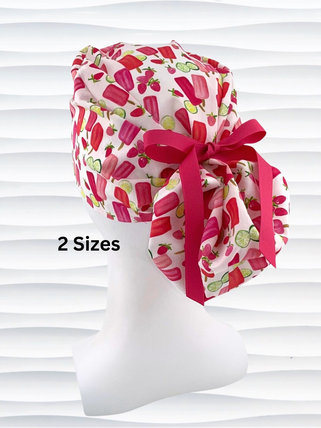 Popsicles Pony Scrub Cap for Long Hair Locs Braids, Strawberries Limes ...
