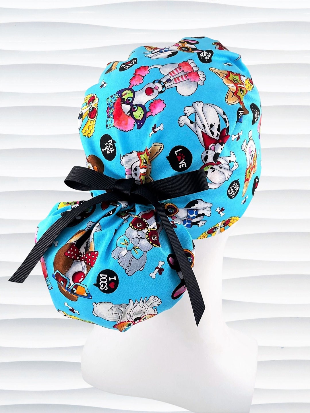 Dogs Rule Ponytail Scrub Cap for Women, Cute Dogs in Sunglasses ...