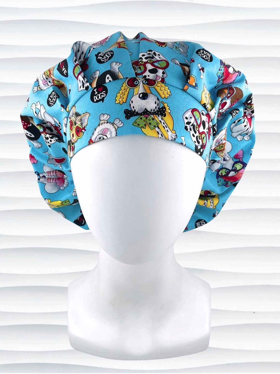 Dogs Rule Bouffant Scrub Cap for Women Dalmatians Poodles, Long Hair ...