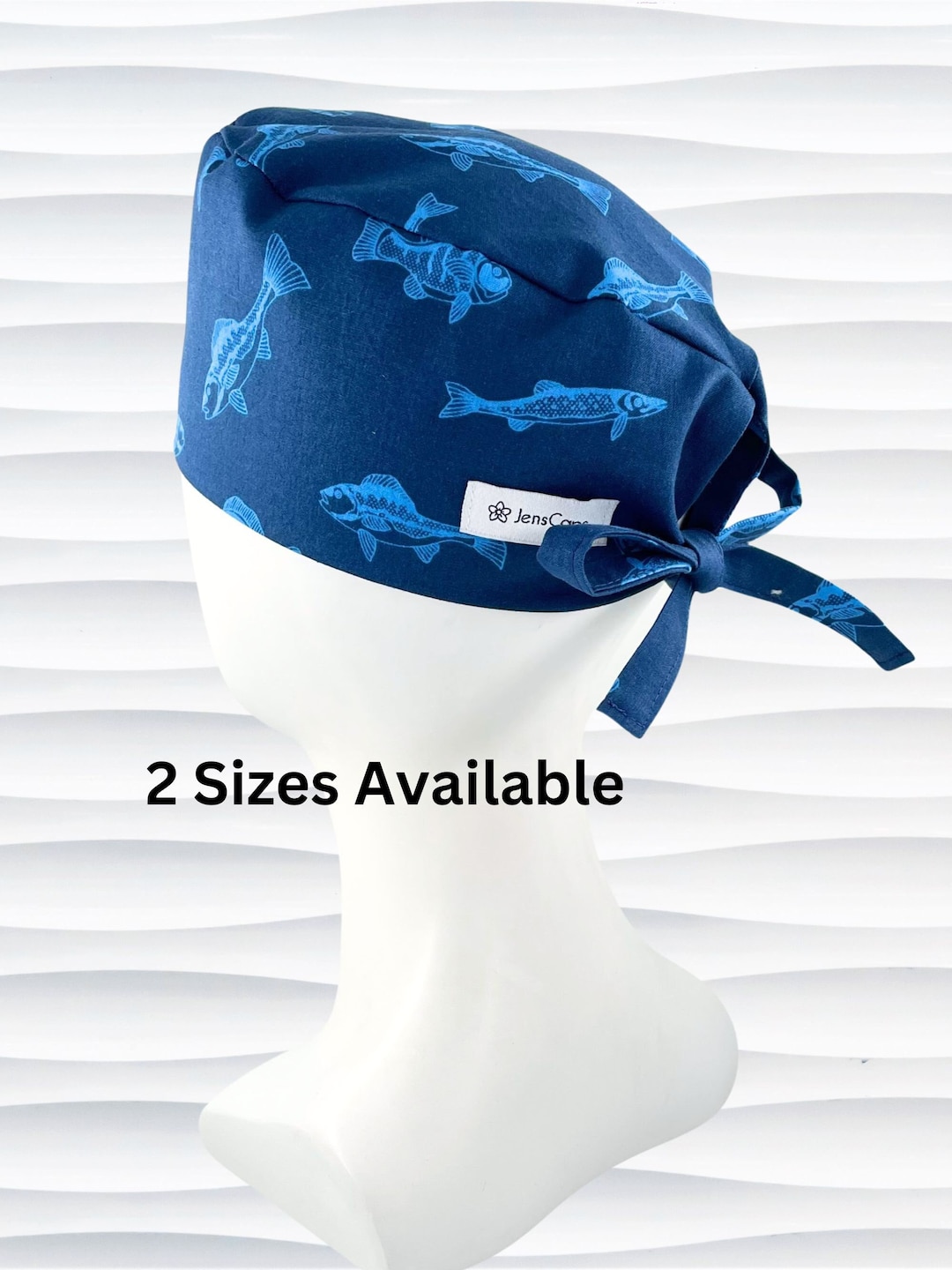 Surgeon Style Blue Fish Scrub Cap, 2 Sizes S/M or M/L, Men's Scrub Hats ...