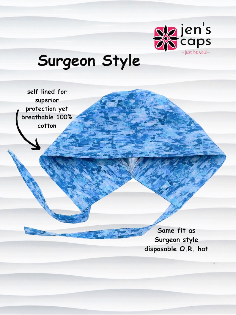 Camouflage Surgeon Style Scrub Cap Gray, 2 Sizes, Buttons Option ...