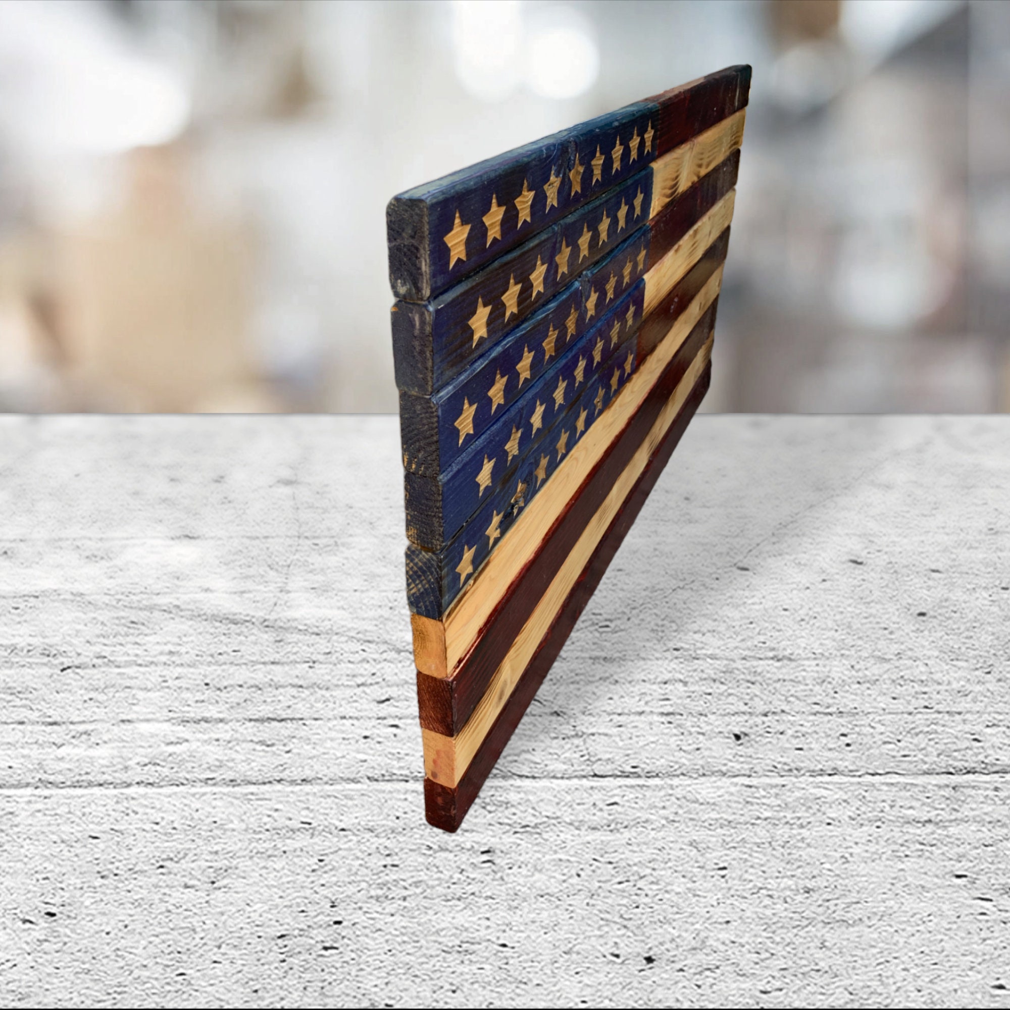 Rustic American Flag, Wooden Flag Sign, Veteran Made, Old Burned ...