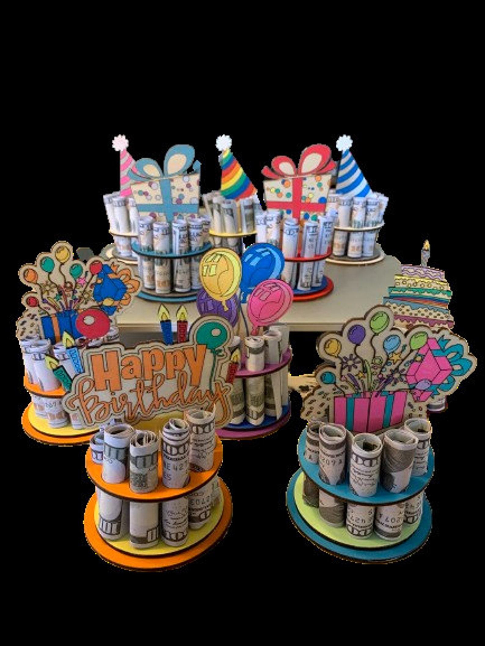 Birthday Gift Money Holder, Balloons, Hat, Present's, Happy Birthday ...