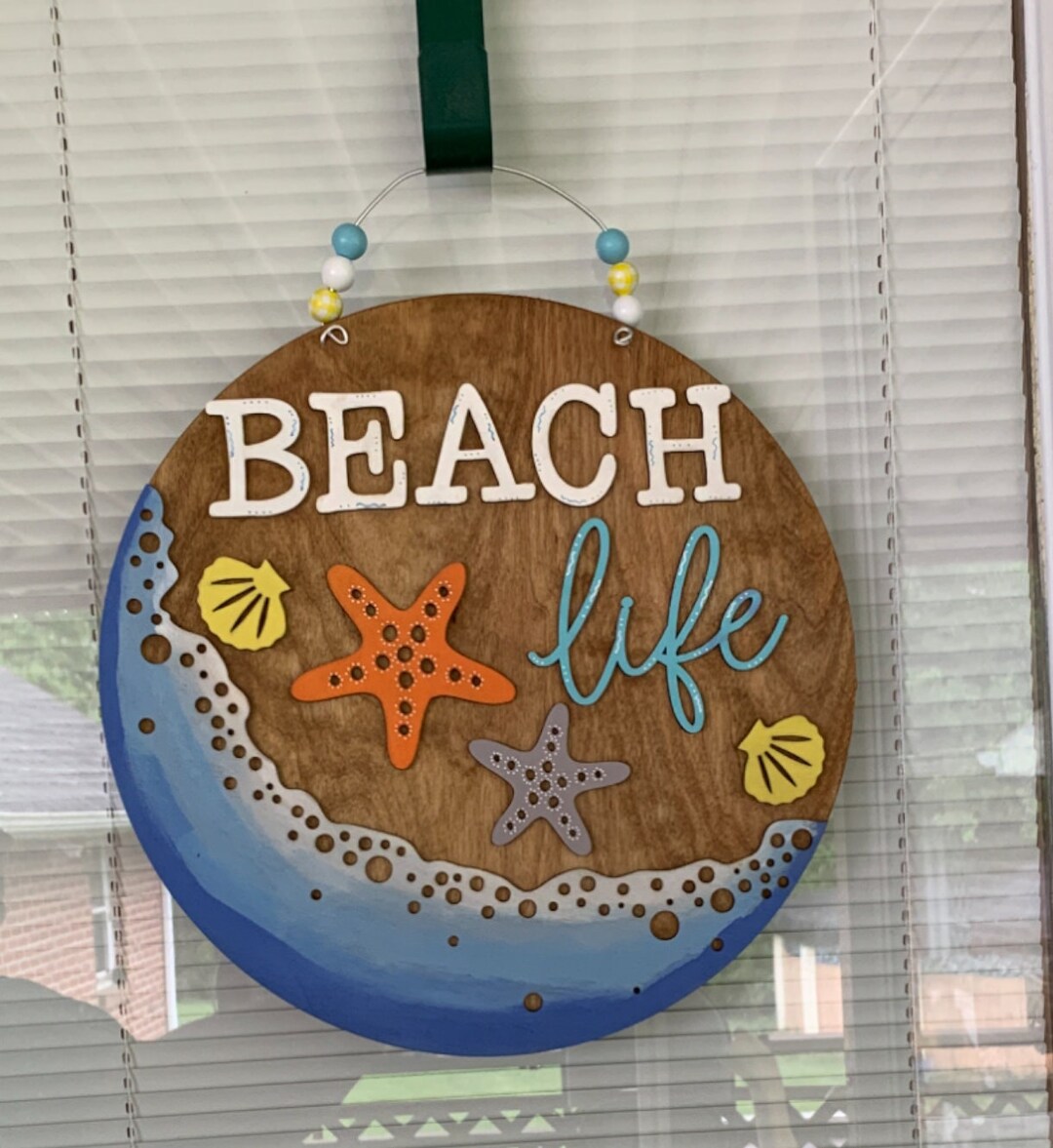 Beach Life Door Hanger – Coastal Summer Welcome Sign With Starfish ...