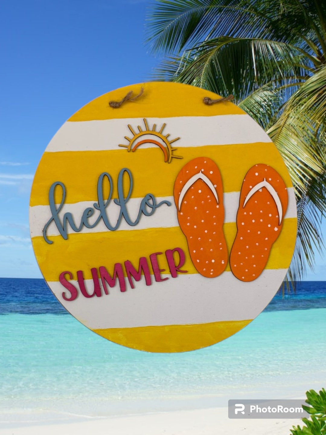 Flip Flop Summer Door Sign, Beach Sign, Beach House, 3D Sign, Sunshine ...