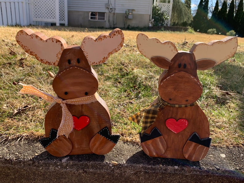 Moose Farmhouse Home Decoration, Wooden Moose, Farmhouse Moose, Brown ...