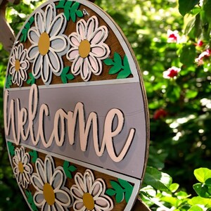 Rustic Daisy Welcome Sign – Wooden Floral Door Decor for Farmhouse ...