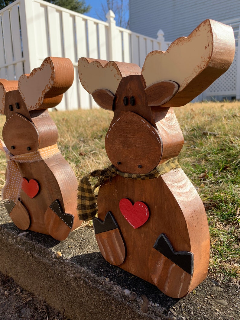 Moose Farmhouse Home Decoration, Wooden Moose, Farmhouse Moose, Brown ...